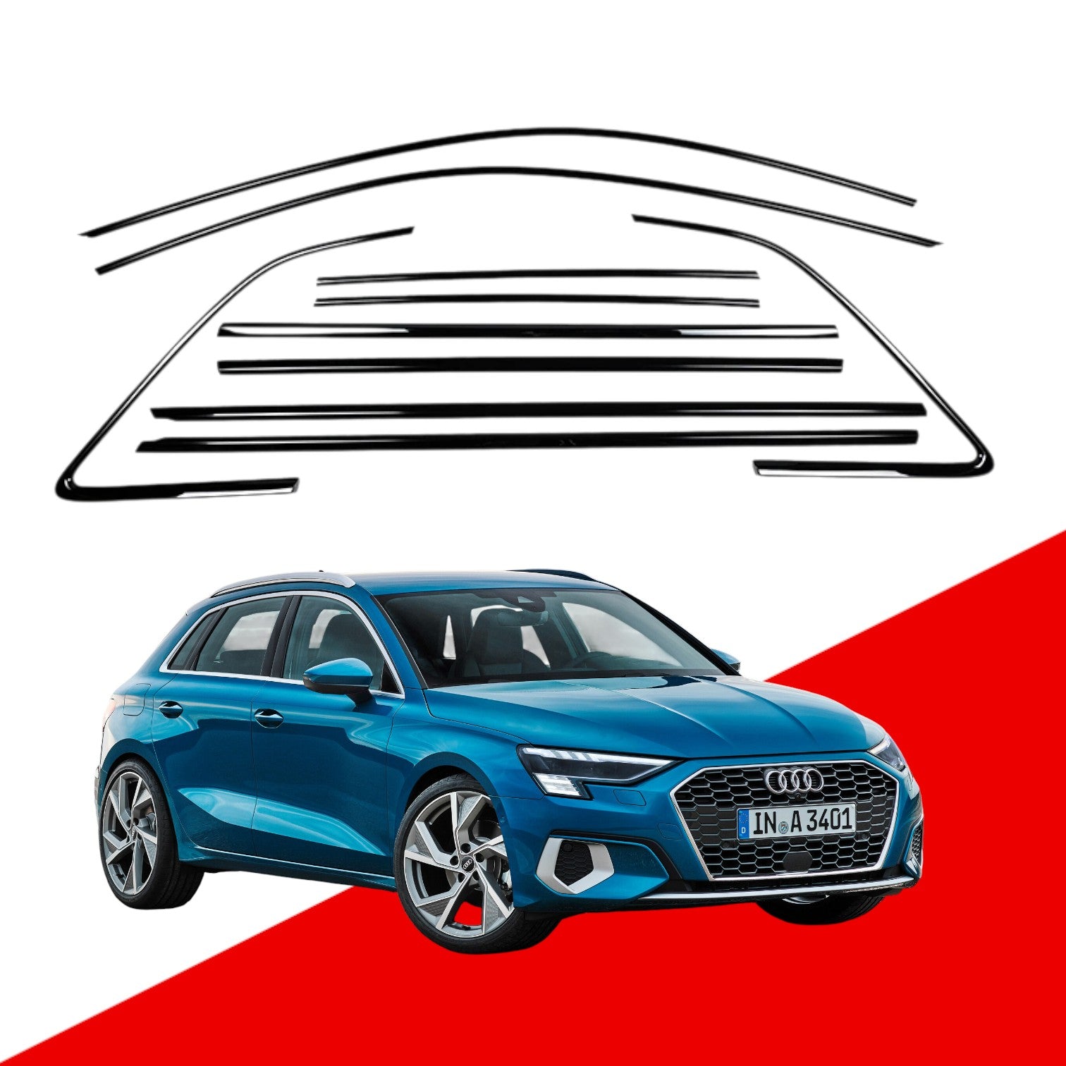 Audi A3 Sportback Black Window Trims 8Y 2020-2025 Blackout dechrome Ni ...