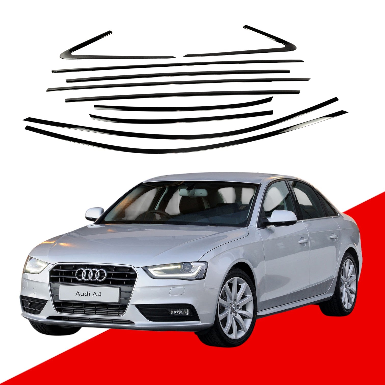 Audi A4 Saloon Black Window Trims B8 2017-2019 Blackout dechrome Black ...
