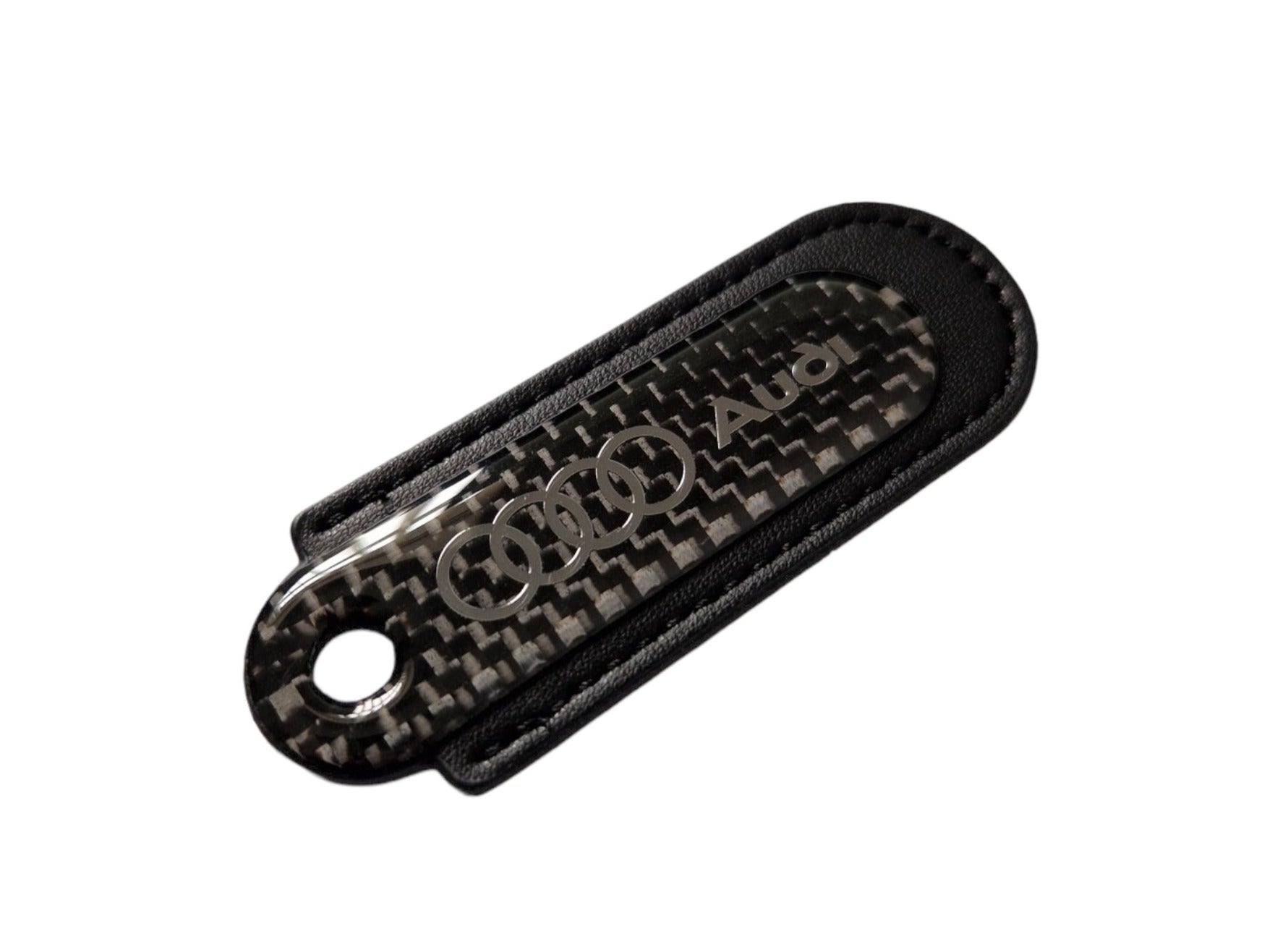 Audi Black Carbon Fibre/Leather Key Ring - Accessories – Custom My Ride