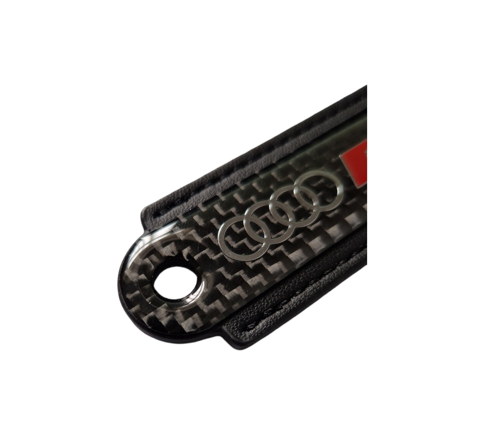 Audi RS Black Carbon Fibre/Leather Key Ring - Accessories – Custom My Ride