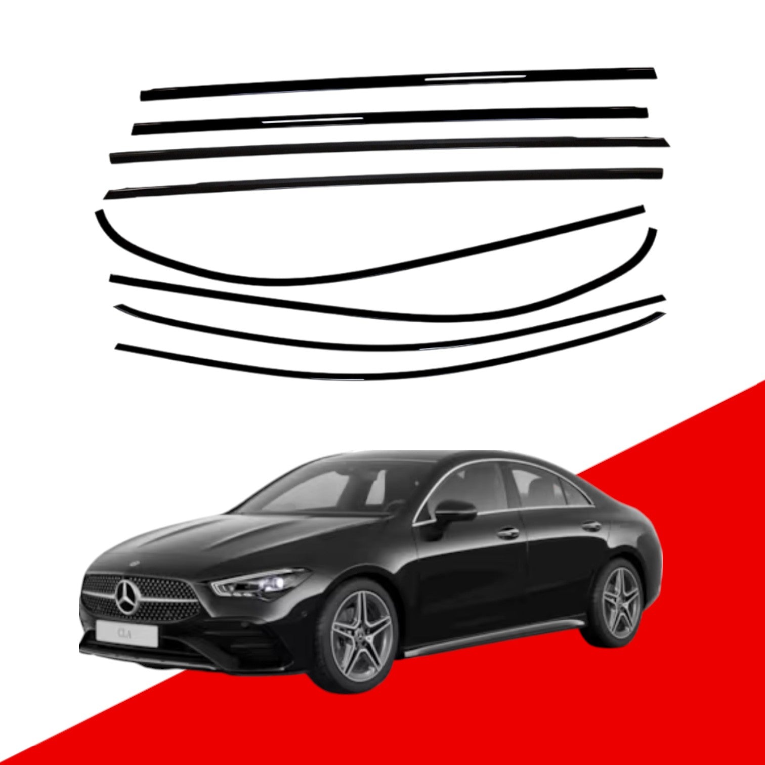 Mercedes CLA C118 Black Window Trims 2019-2025 Blackout dechrome Night ...