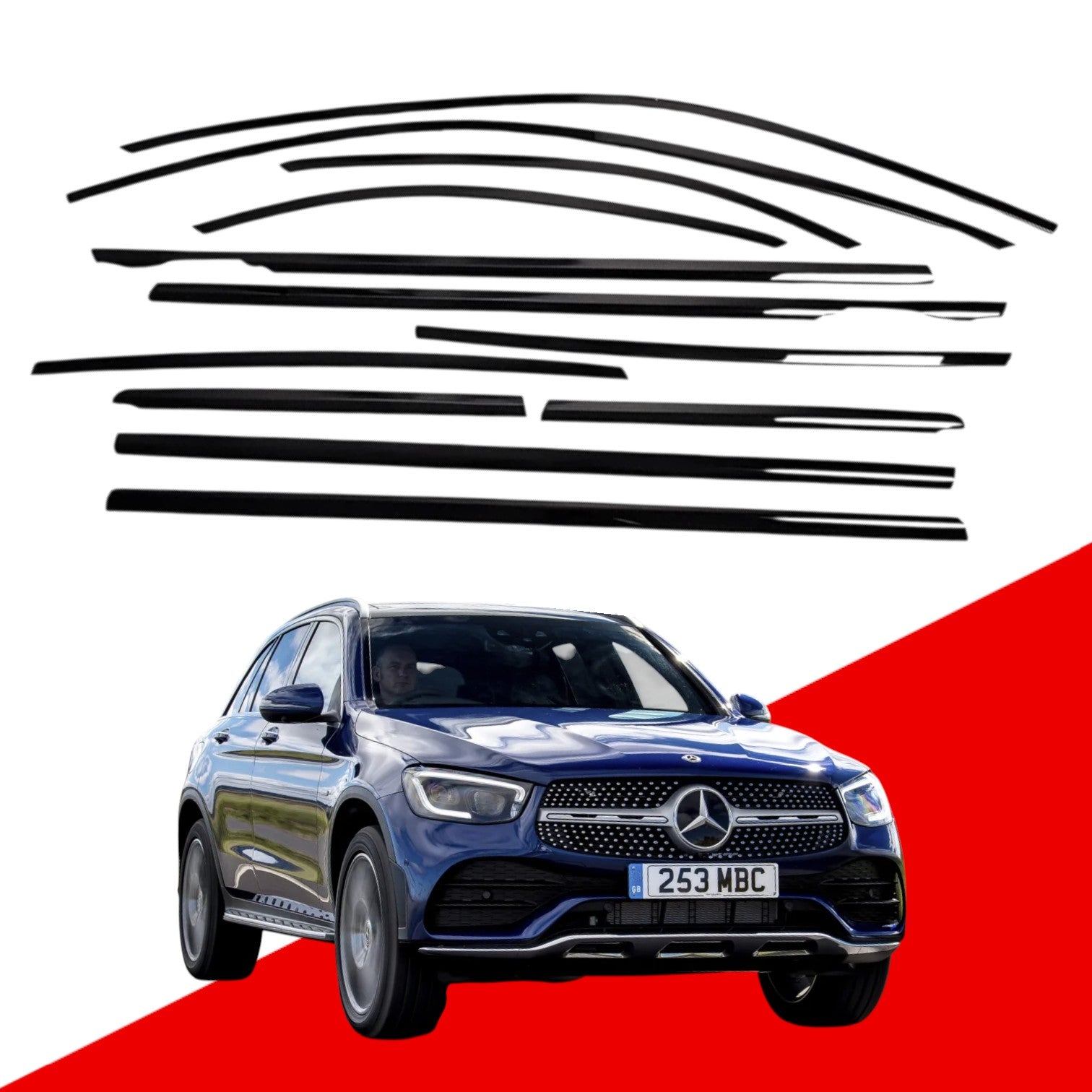 Mercedes GLC C253 Black Window Trims 2016-2022 Blackout dechrome Night ...